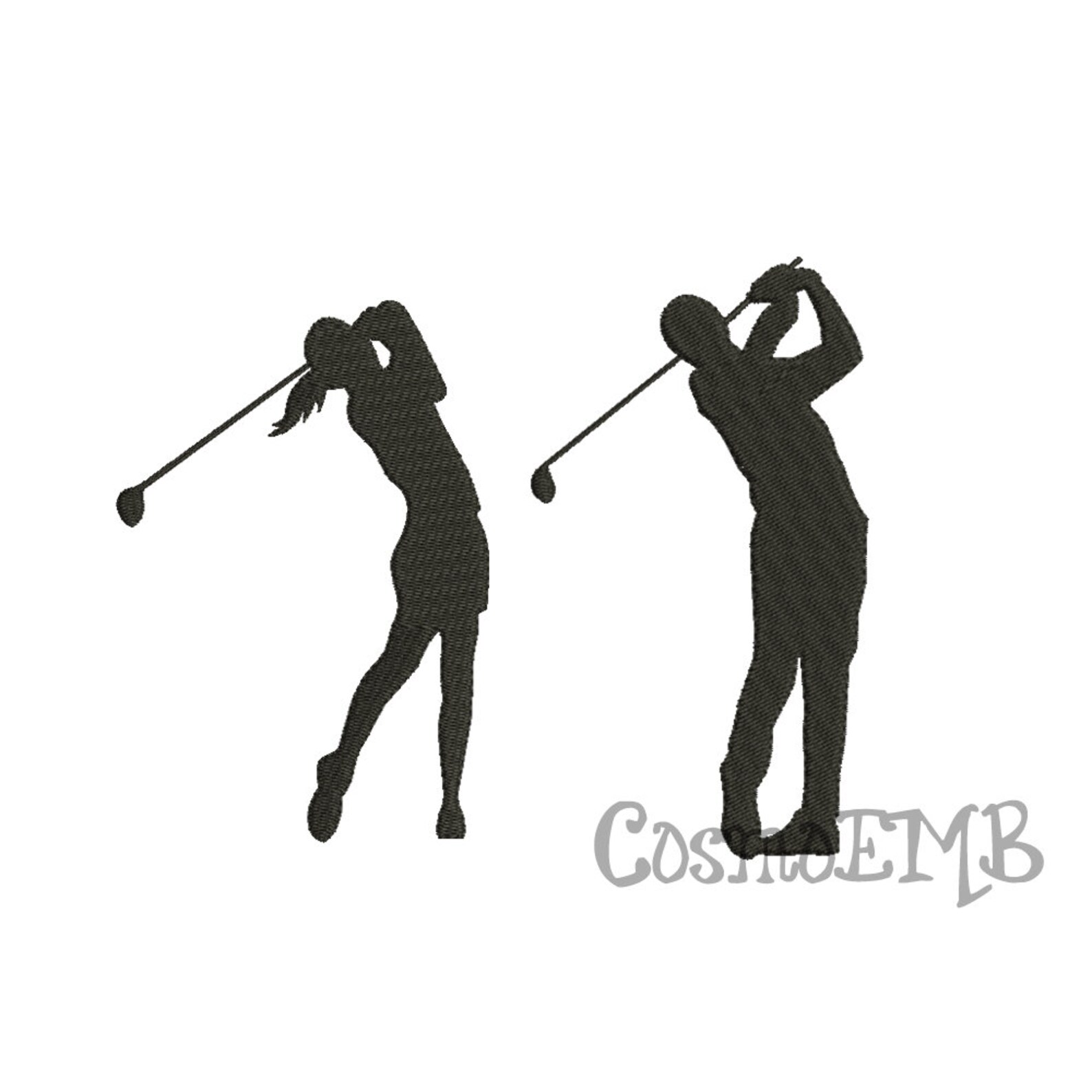 Set 7 Size Female Golfer and Men Golfer Embroidery Design Machine Embroidery Digital INSTANT ...