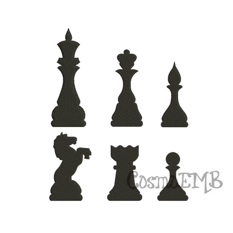 4 Size Chess Piece Silhouette Embroidery Design Machine Embroidery ...