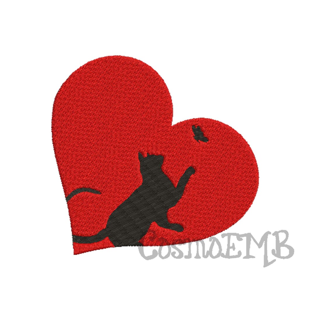 8 Size Cat Heart Embroidery Design Machine Embroidery - Digital INSTANT ...