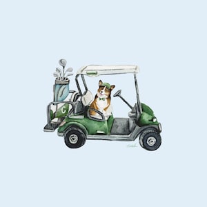 Corgi Golf Cart Art Print: Whimsical Dog Wall Decor (8x8) - Etsy