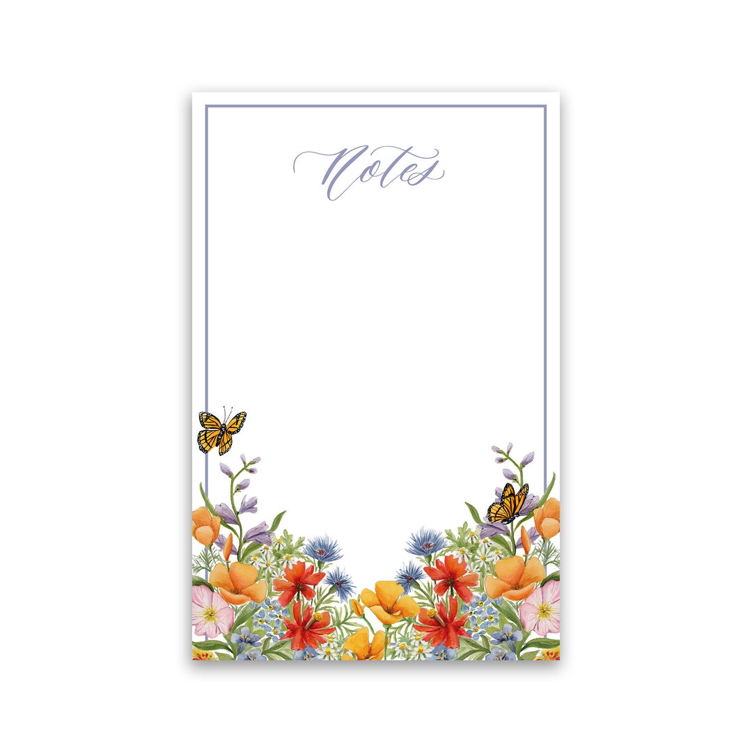 Wildflower Watercolor Notepad, Spring Floral Notepad, California ...