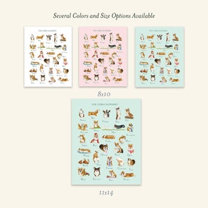 Corgi Alphabet Art Print: Watercolor Corgi Abcs (8x10 or 11x14) - Etsy