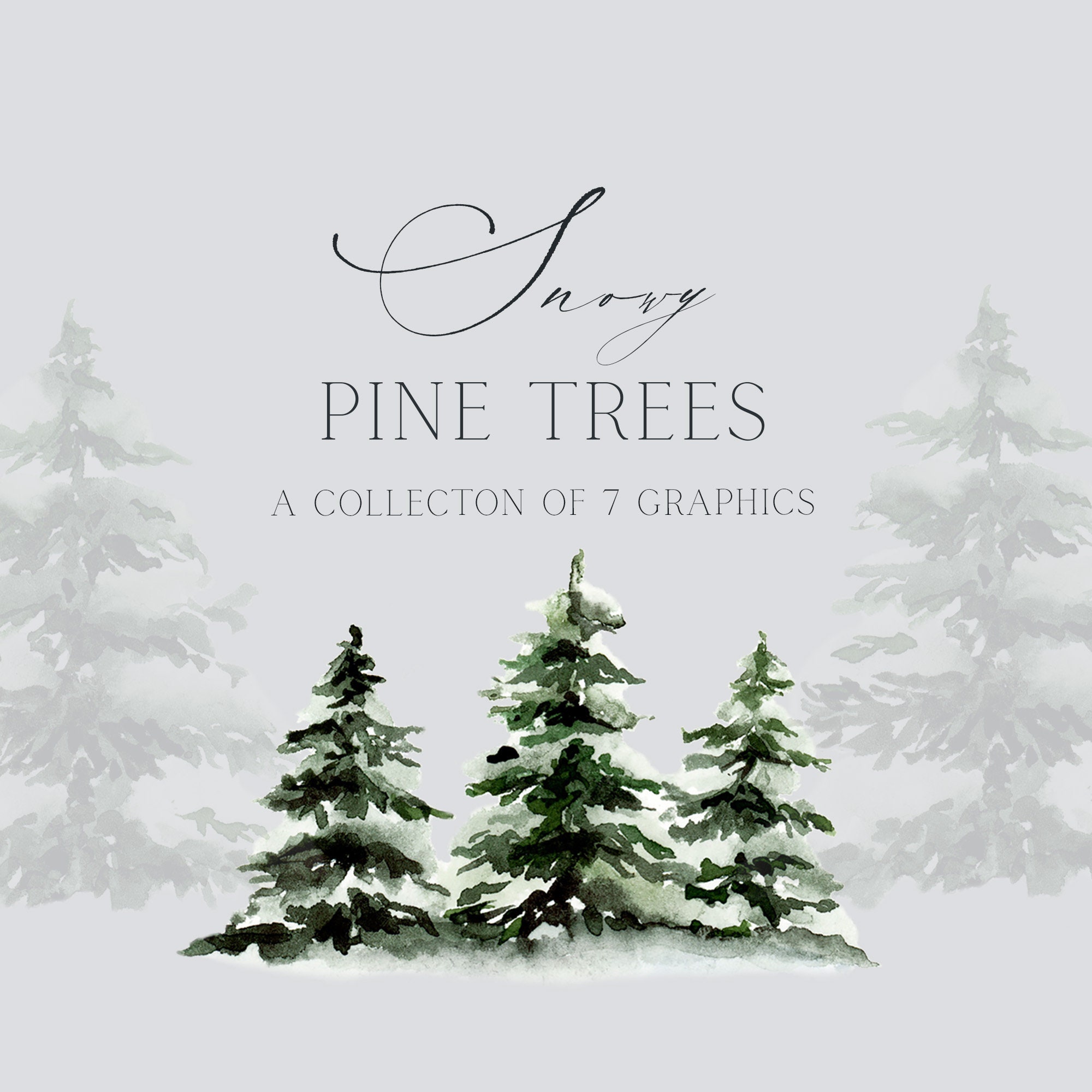 Snowy Pine Tree Clip Art Pine Tree Graphics Christmas Tree - Etsy Canada