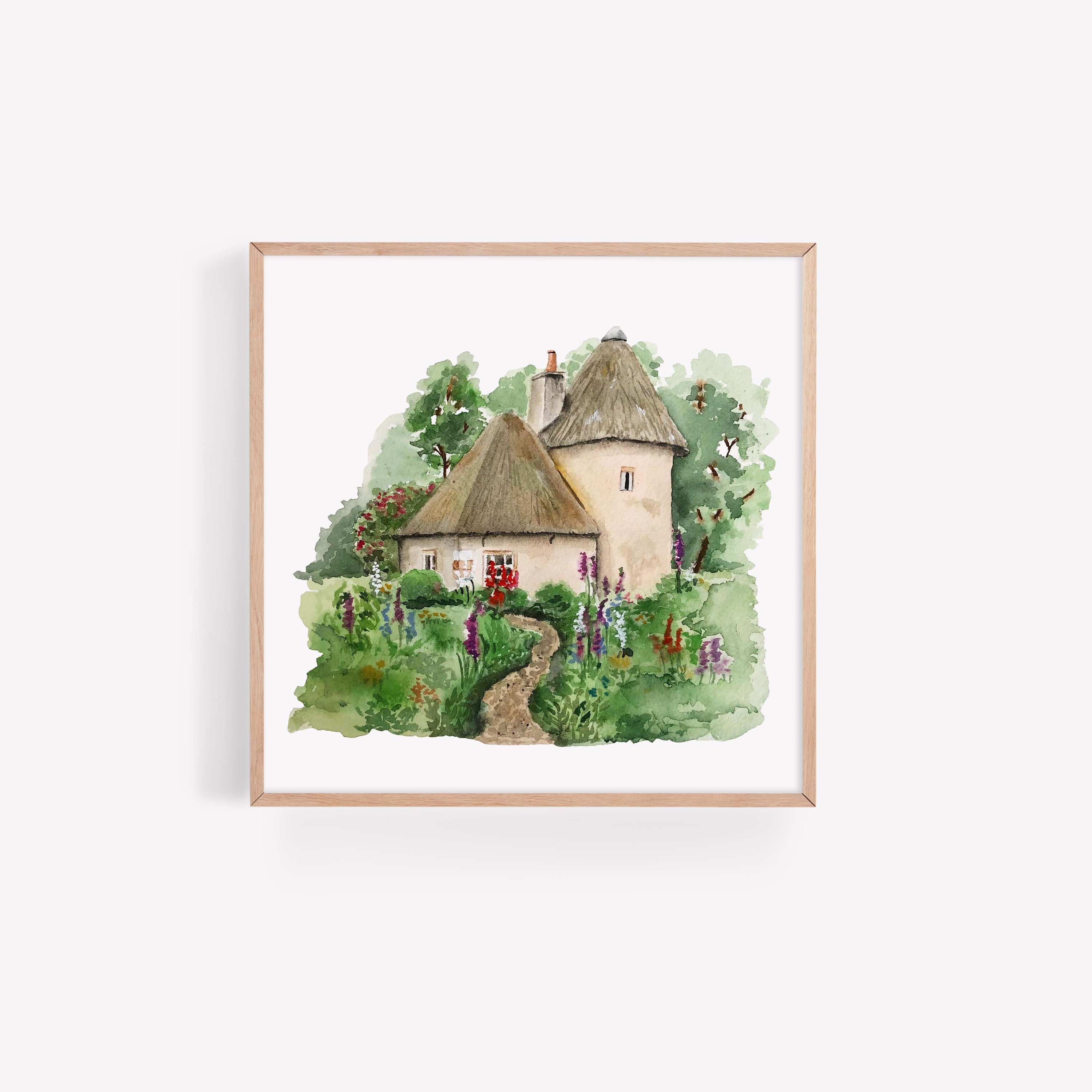 Scottish Cottage With Garden Art Print Watercolor Cottage - Etsy