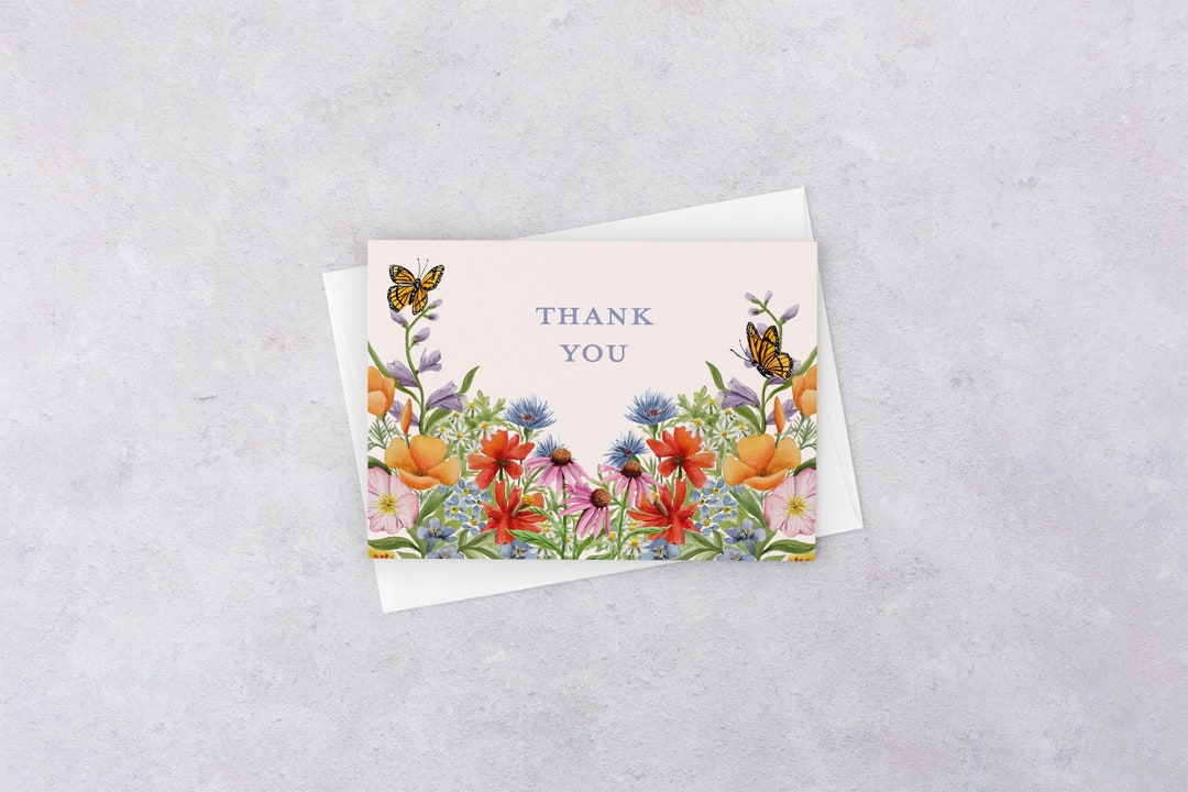 Wildflower Thank You Cards, Wildflower Thank Yous, Watercolor ...