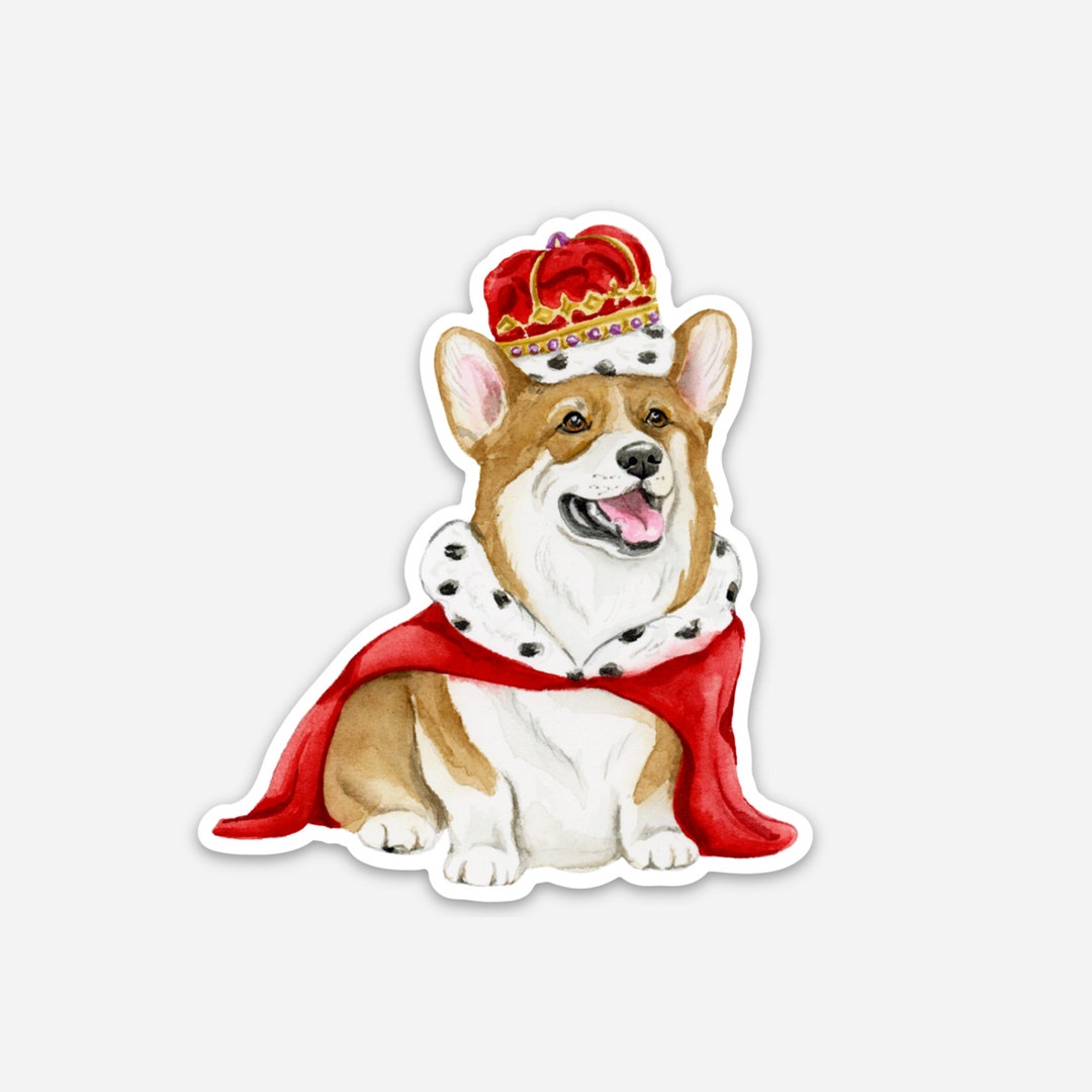 King Corgi Sticker, Watercolor Color, Corgi Stuff, Corgi Vinyl Sticker ...