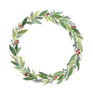 Watercolor Christmas Wreath Clipart: Holiday PNG Set (digital Download ...