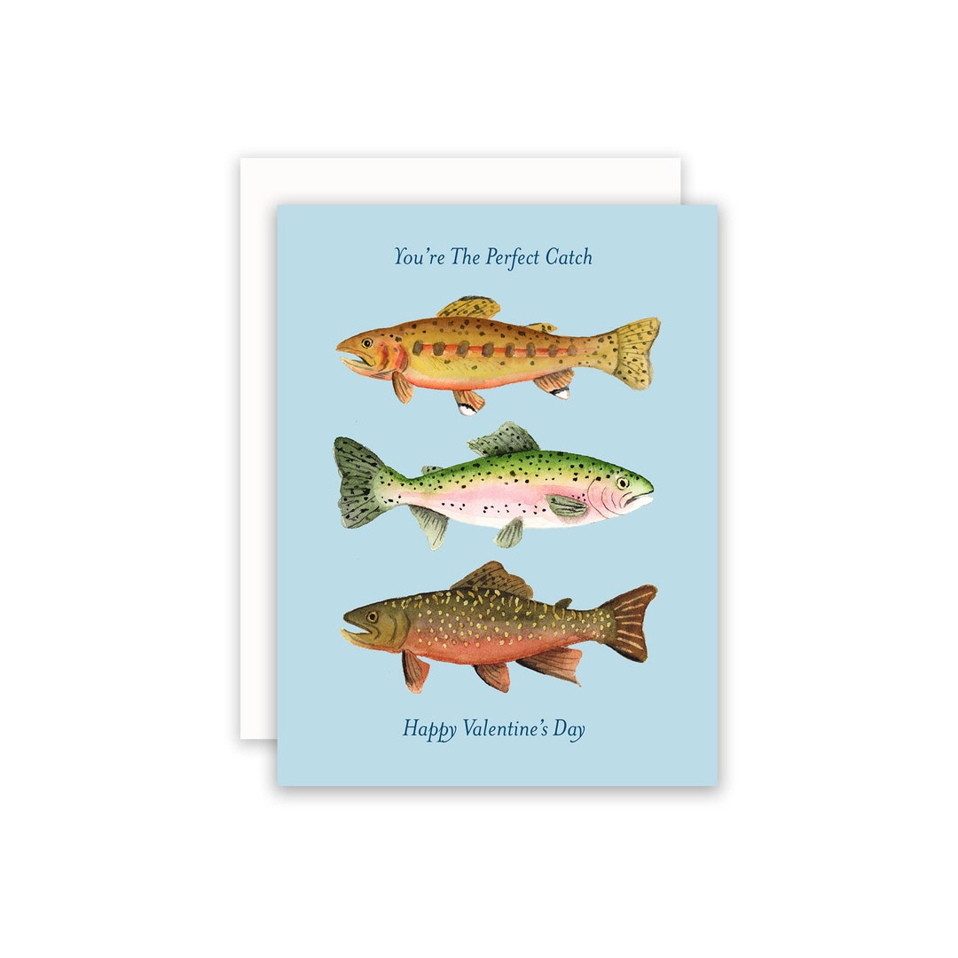 Fish Valentine Card, Trout Card, Happy Valentine's Day, Valentine's ...