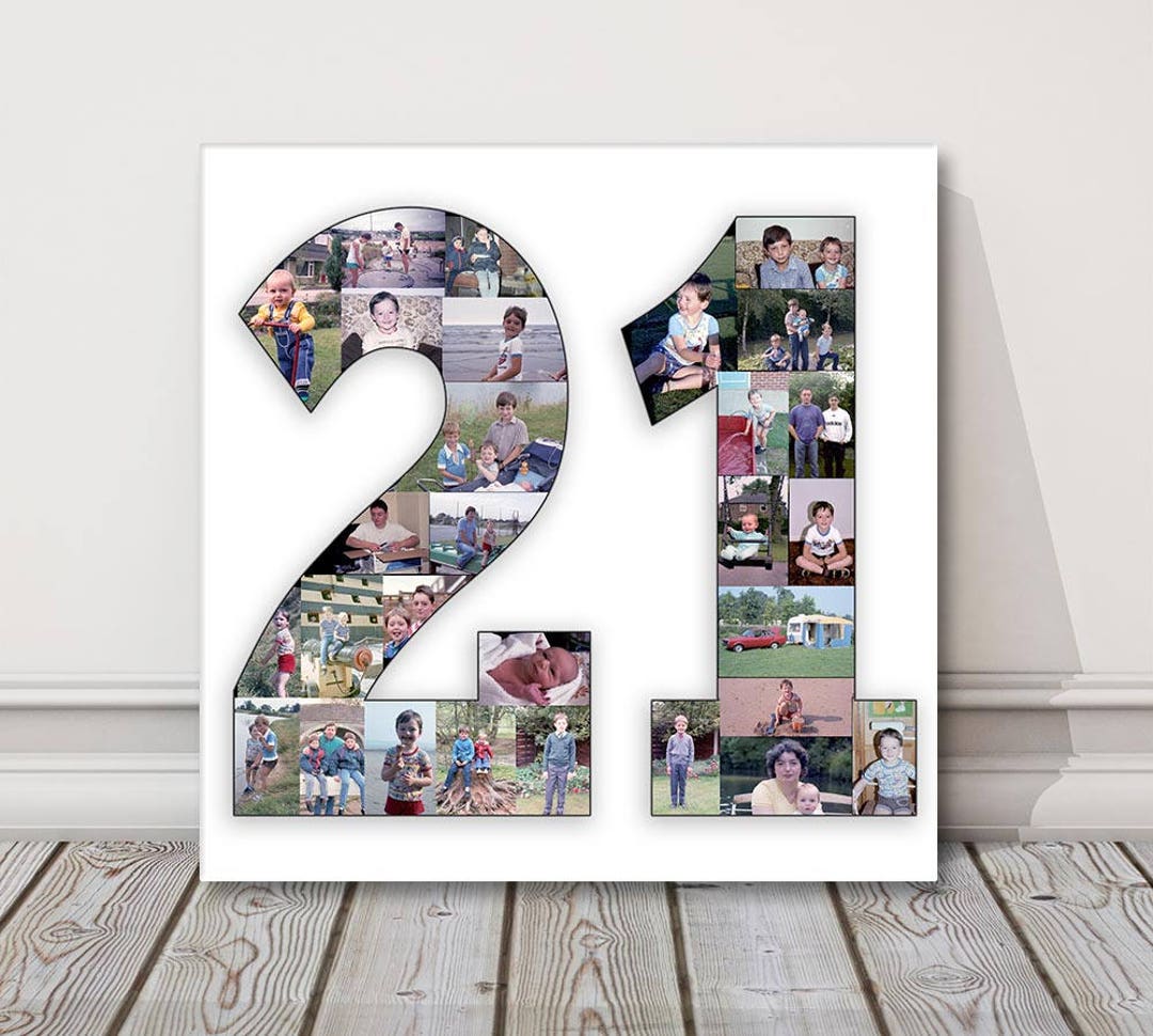 Number Photo Collage, Canvas Picture Print. Birthday Gift or ...