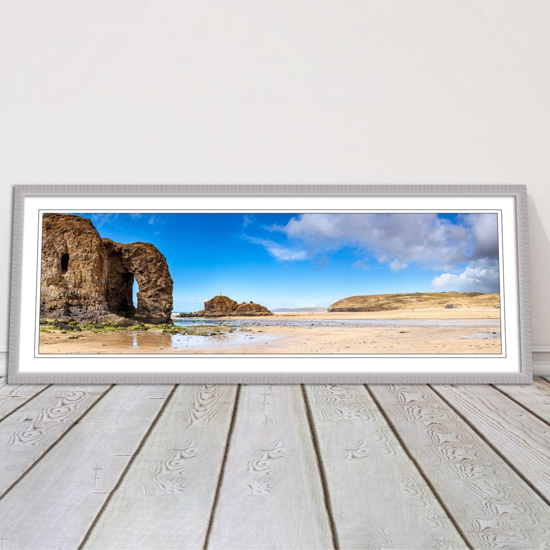 Perranporth Beach, Cornwall. Panoramic Framed Picture Print, Cornwall ...