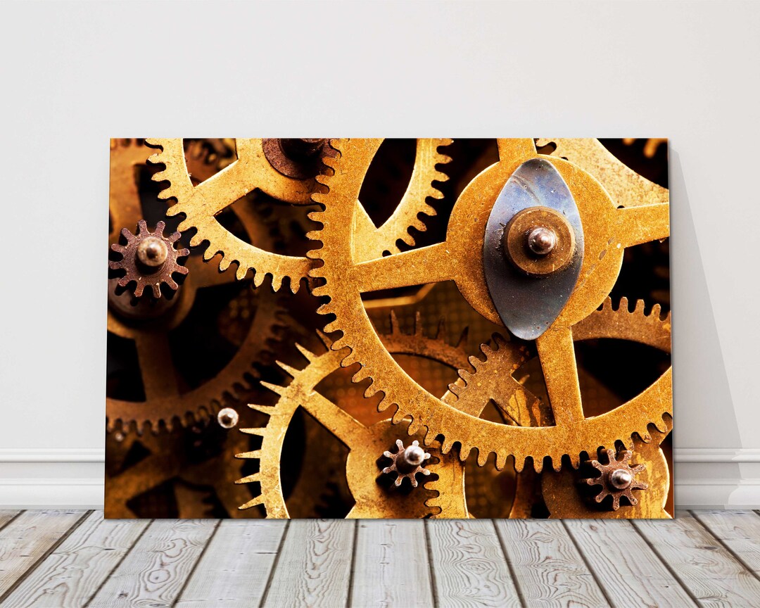 Brass Clockwork Cogs. Industrial Image. Canvas Print Wall Decor for ...