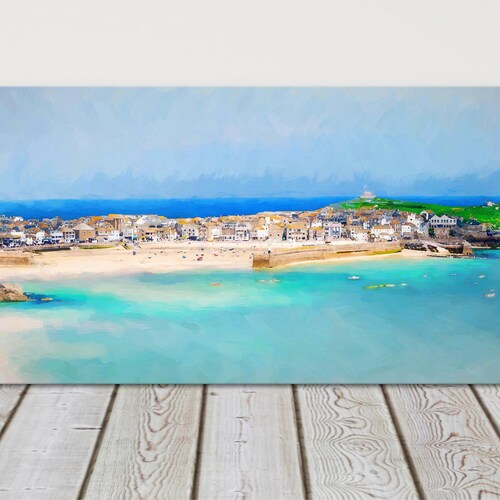 St Ives Harbour Panoramic Canvas Picture Print Cornwall Beach - Etsy UK