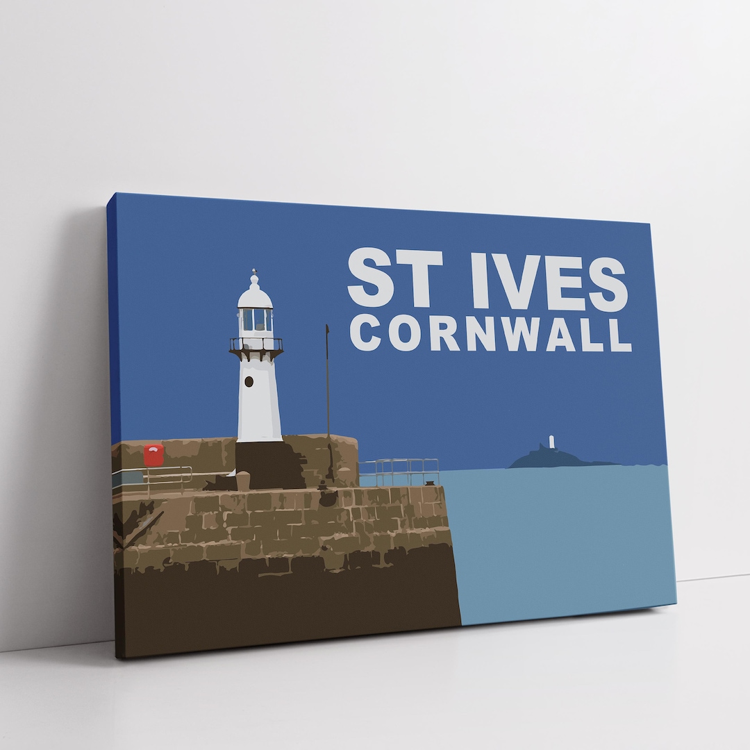 St Ives Lighthouse and Harbour, Cornwall. Canvas Print Wall Art for ...