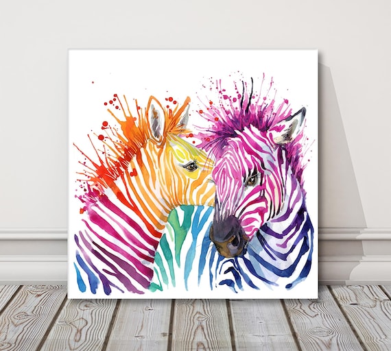 White Rainbow Zebra Print