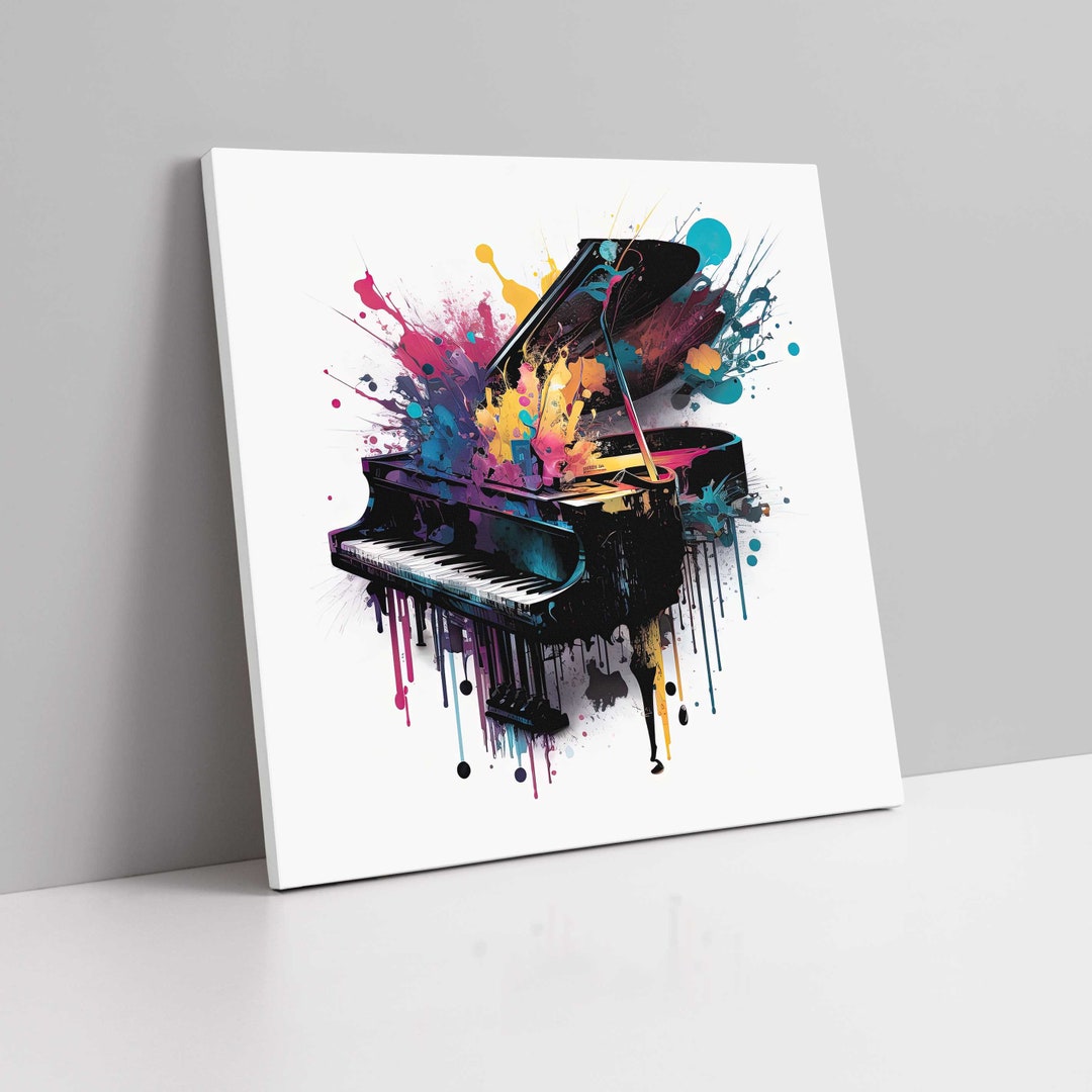 Piano Painting Colour Splash. Printed and Finished as a Canvas Picture ...