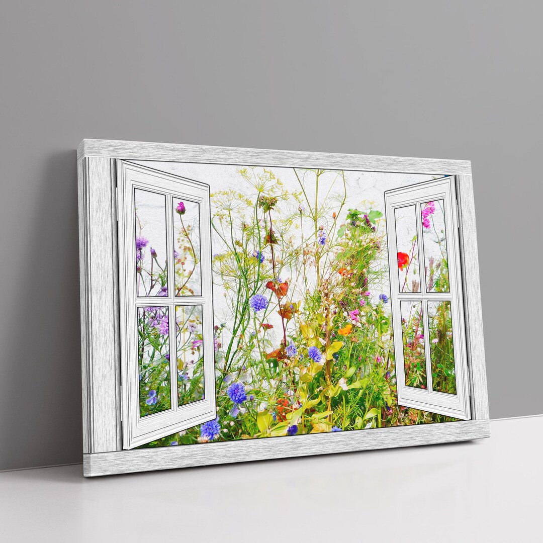 Wildflower Canvas Print: Window Frame Wall Decor - Etsy UK