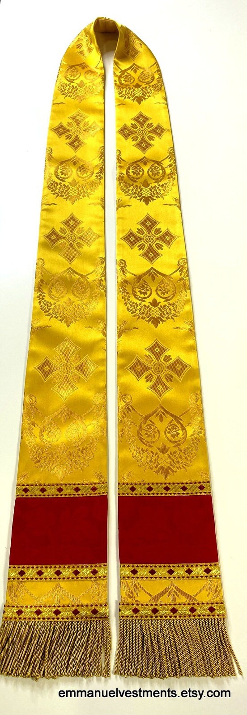 Exquisite Gold Cross Liturgical Brocade, W/ St Margaret Orphrey ...