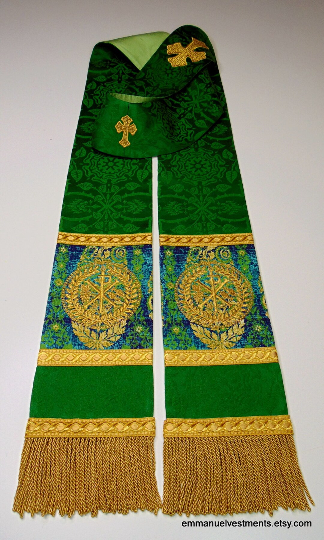 NEW Green Glastonbury Clergy Stole W/ Decorative Orphrey in - Etsy