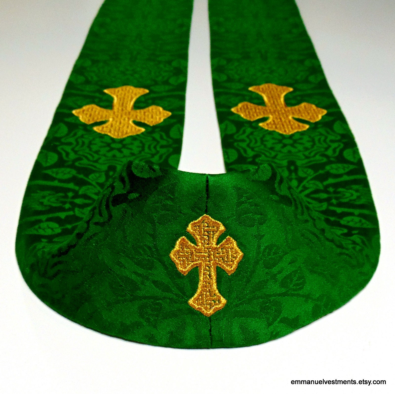 NEW! Green Glastonbury Clergy Stole W/ Decorative Orphrey in Blues ...