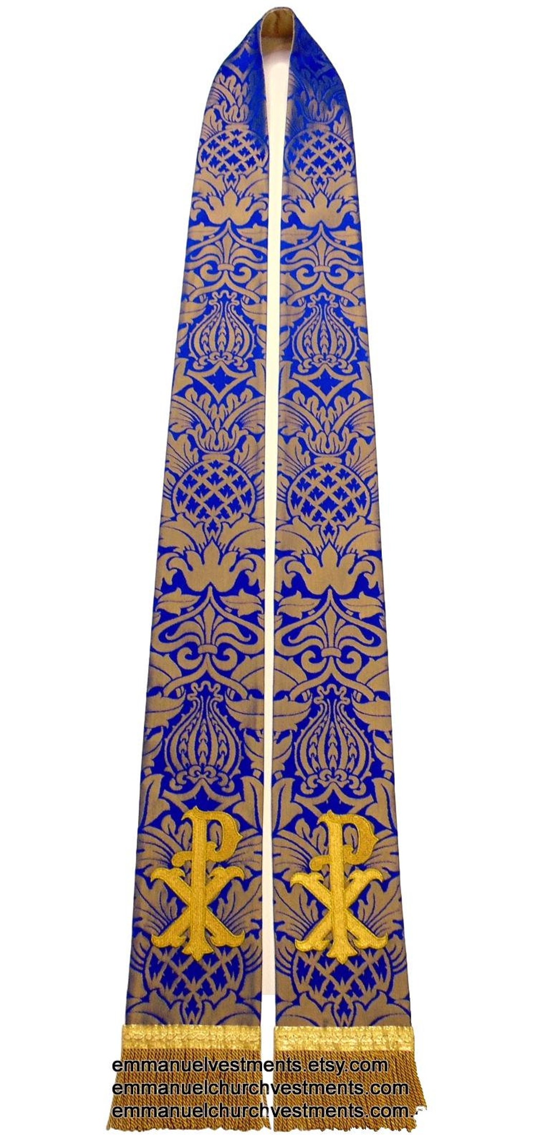 NEW! Advent Stole for Clergy in Sarum Blue/gold Traditional Liturgical ...
