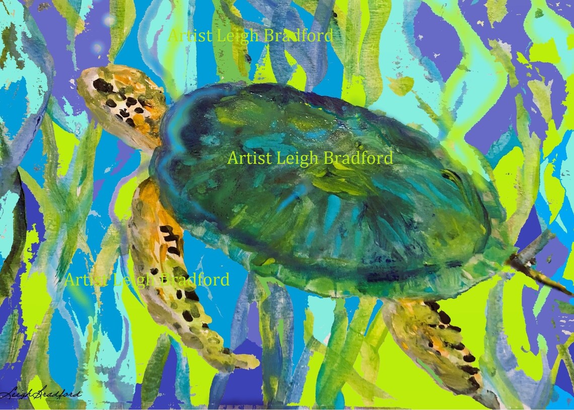 Sea Turtle Watercolor Print Green Sea Turtle Art Sea Turtle - Etsy