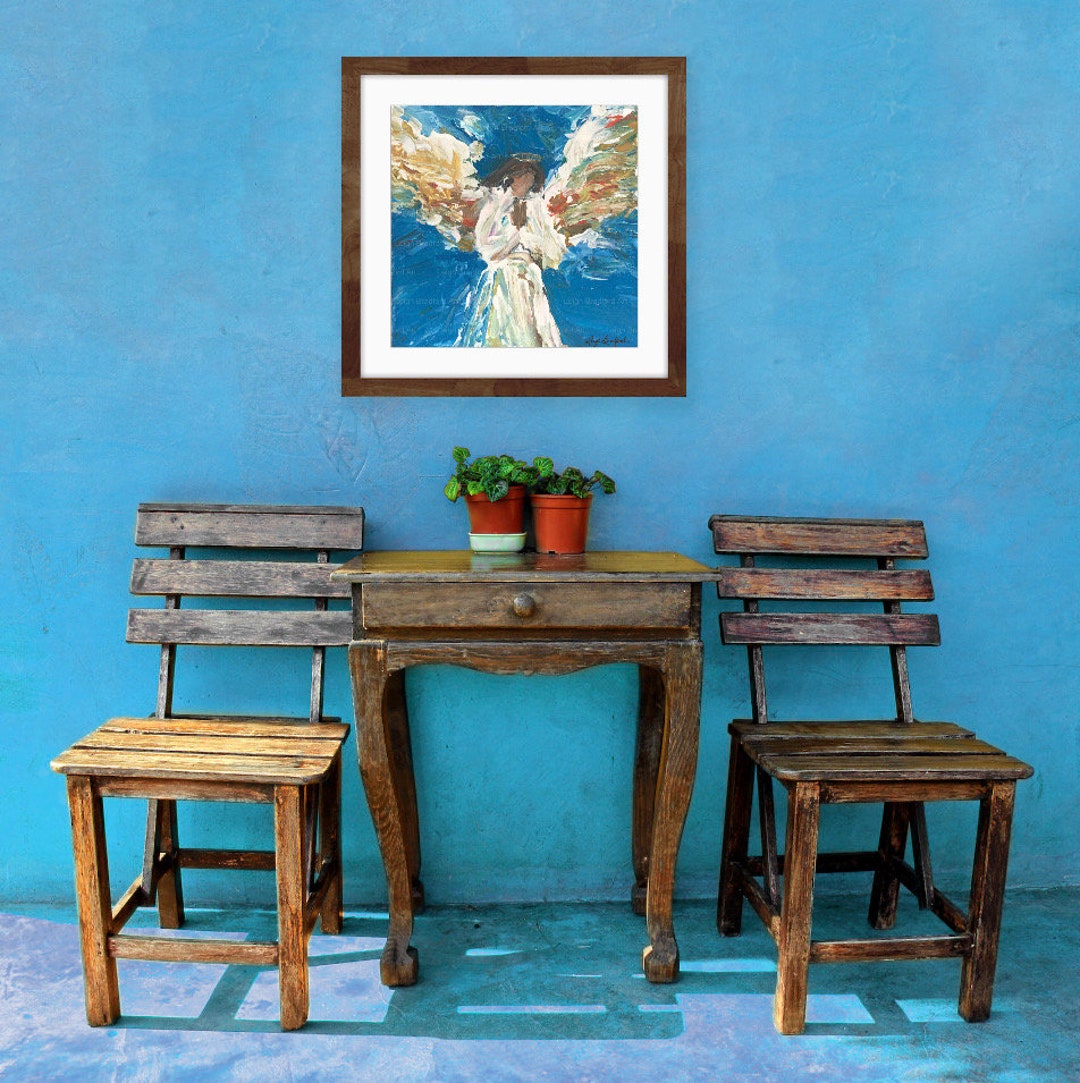 Angel Wall Art Print of Angel Painting, Abstract Angel Wings, Angel ...