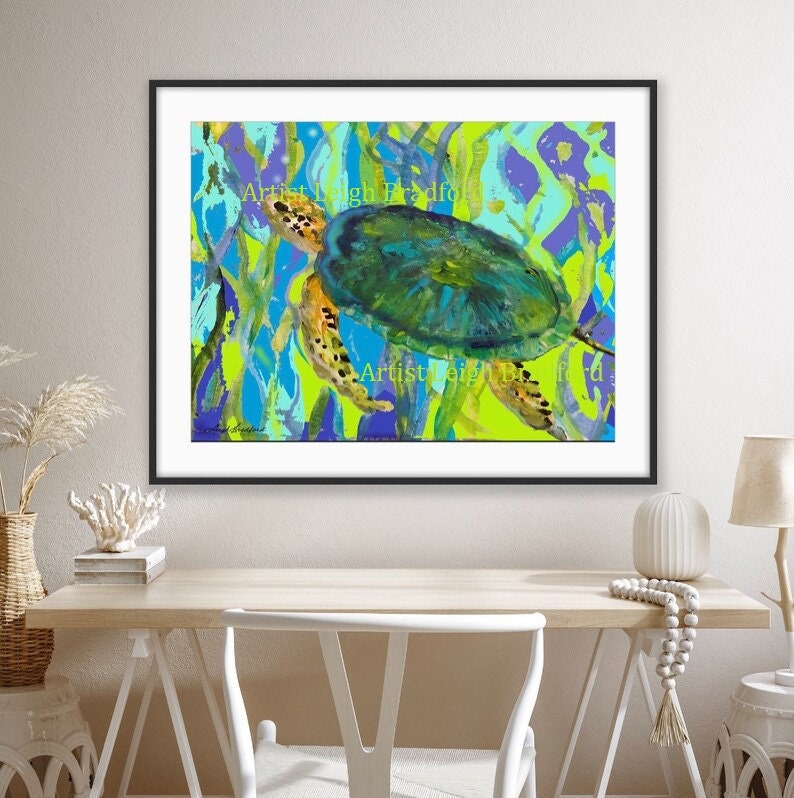 Sea Turtle Watercolor Print Green Sea Turtle Art Sea Turtle - Etsy