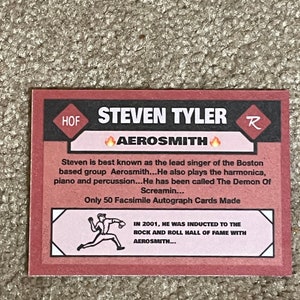 Only 50 Steven Tyler Custom Card Aerosmith - Etsy
