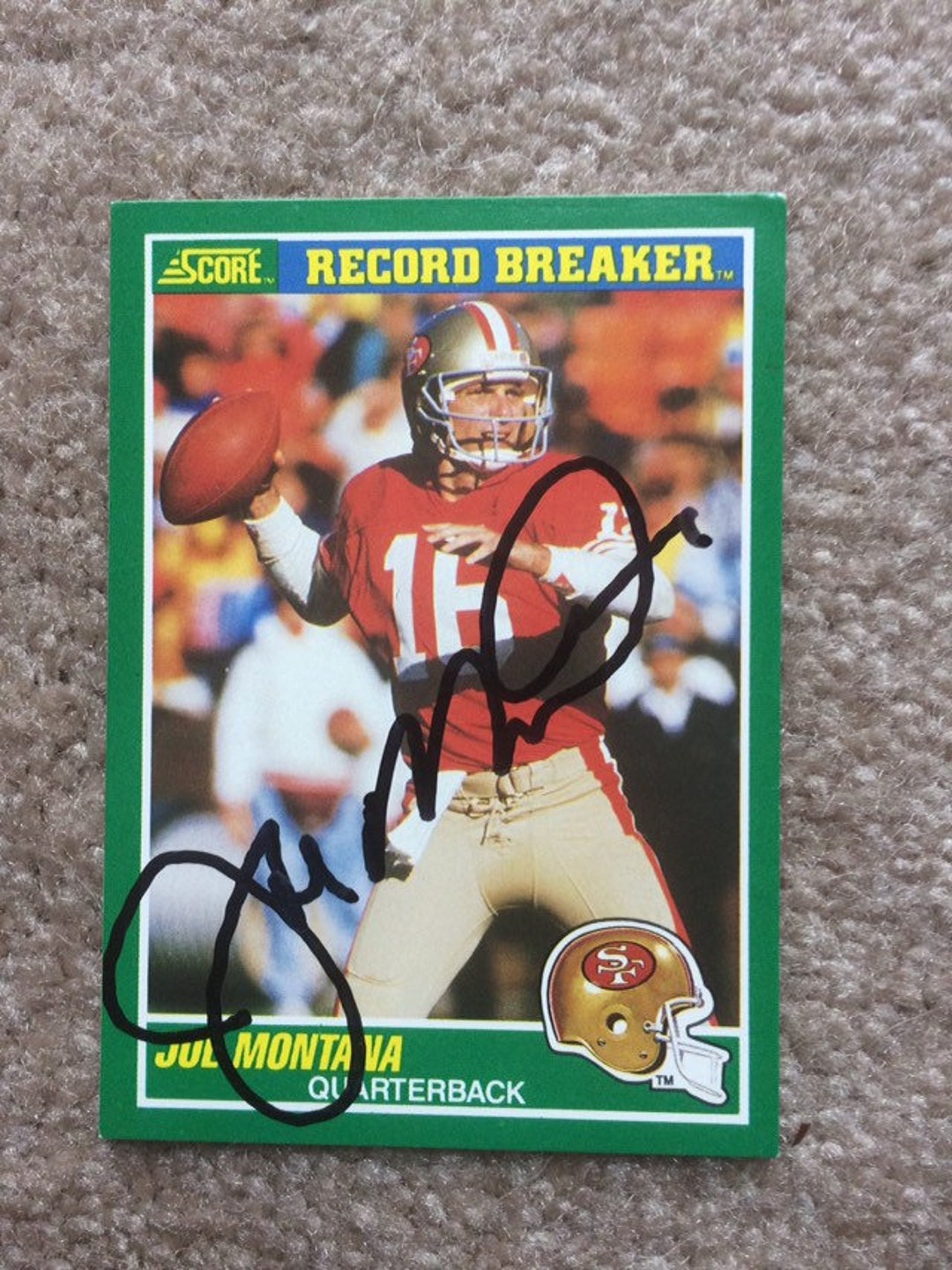 Joe Montana Autopen Autograph Score Baseball Card - Etsy