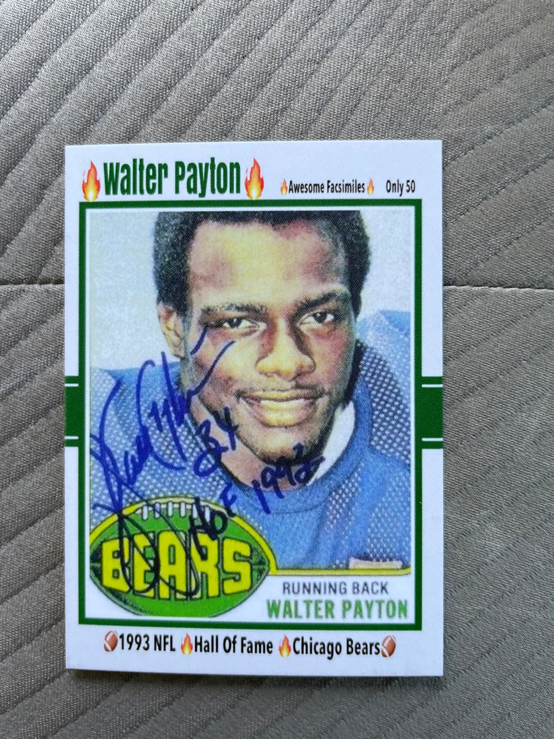 Only 50 Walter Payton Custom Facsimile Autograph 1993 HOF - Etsy