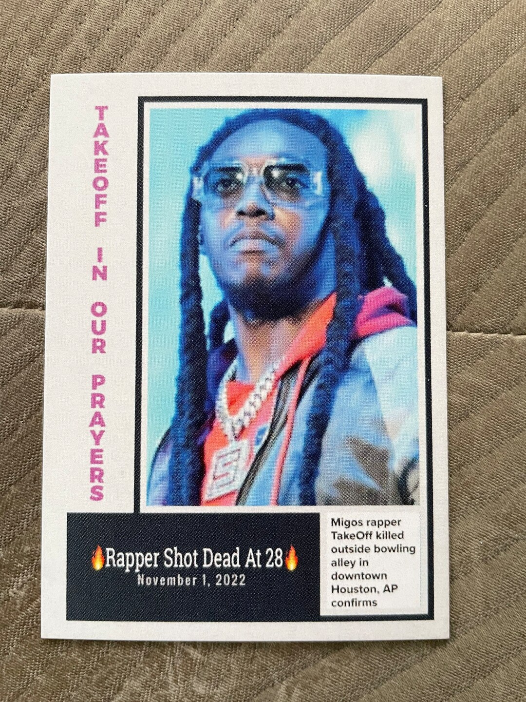 Only 50 Takeoff Custom Card Rapper Shot Dead at 28 - Etsy