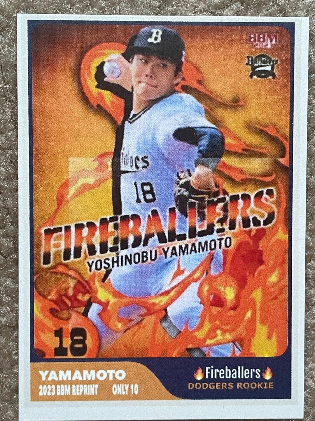 Only 10 Yamamoto 2024 Custom Rookie Reprint fireballers Card Los ...