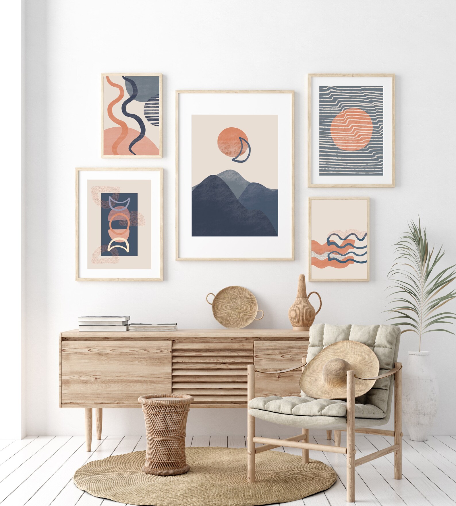 Boho Printable Wall Art Abstract Printable Wall Art Moon Art | Etsy