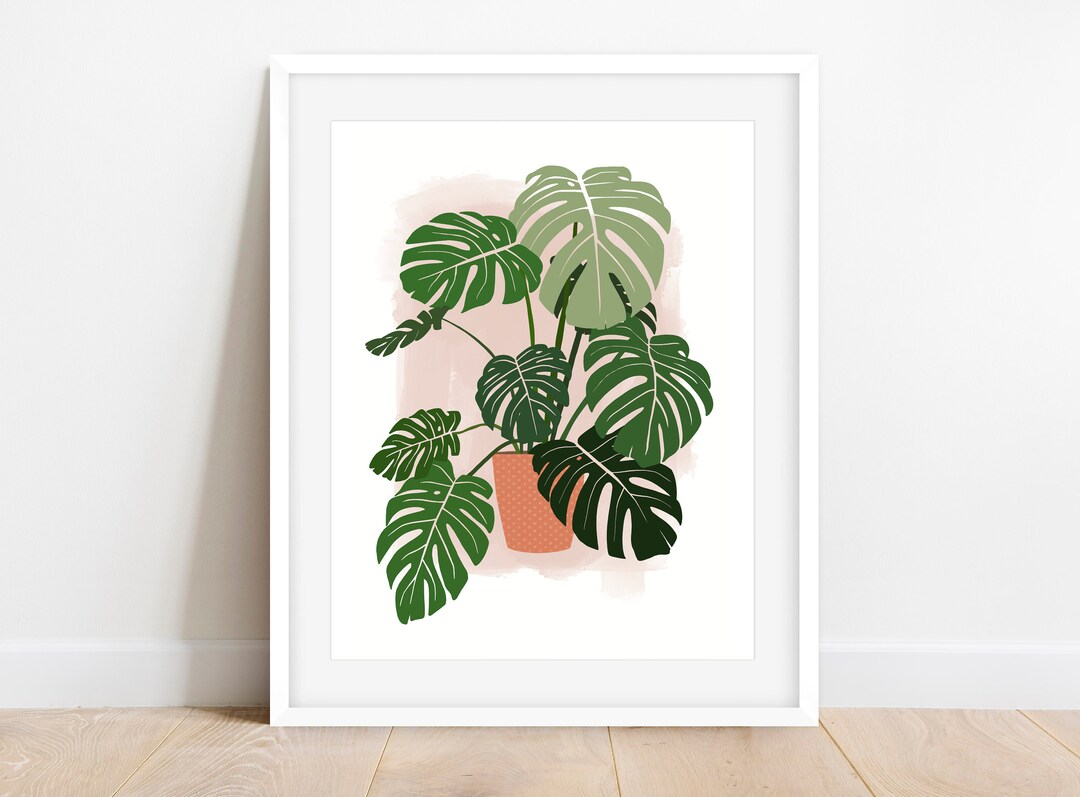 Printable Art, Monstera Art Print, Leaf Wall Art, Modern Art, Digital ...