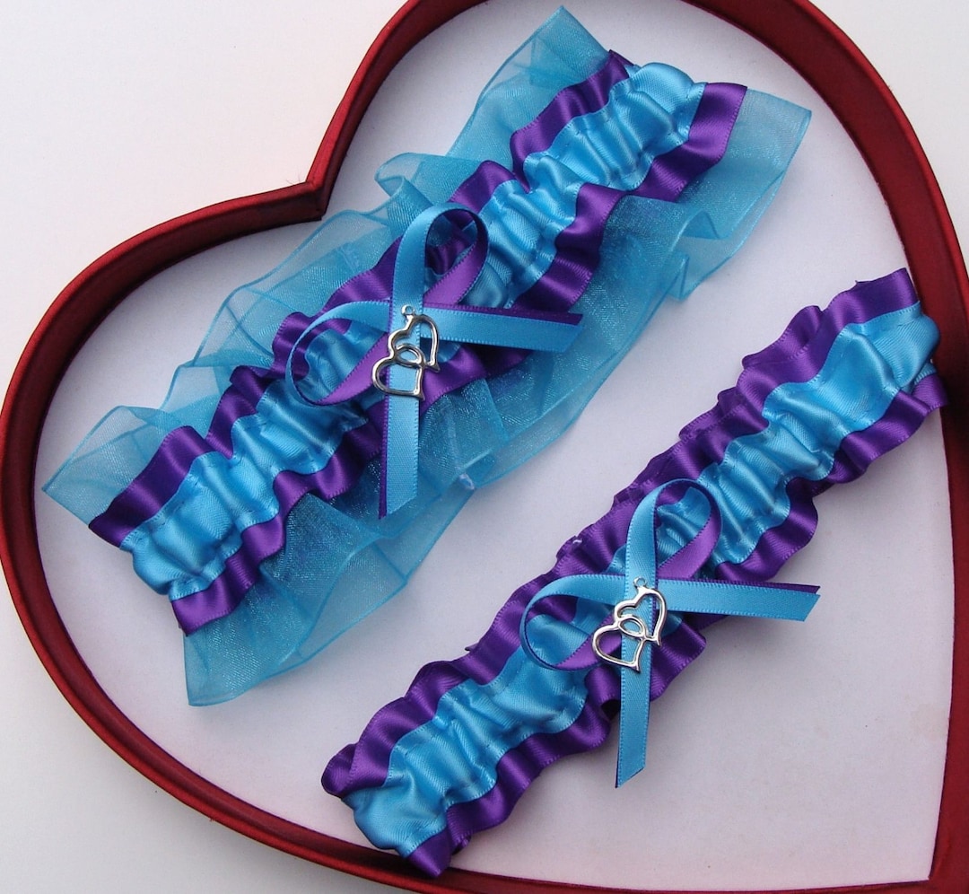 Turquoise Purple Wedding Garter Prom Homecoming Dance Garter - Etsy