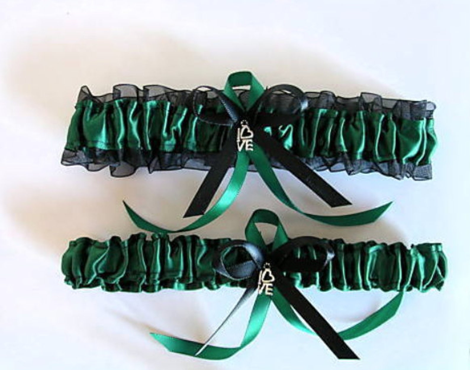 New Wedding Garter Hunter Green Black Prom Getthegoodstuff - Etsy