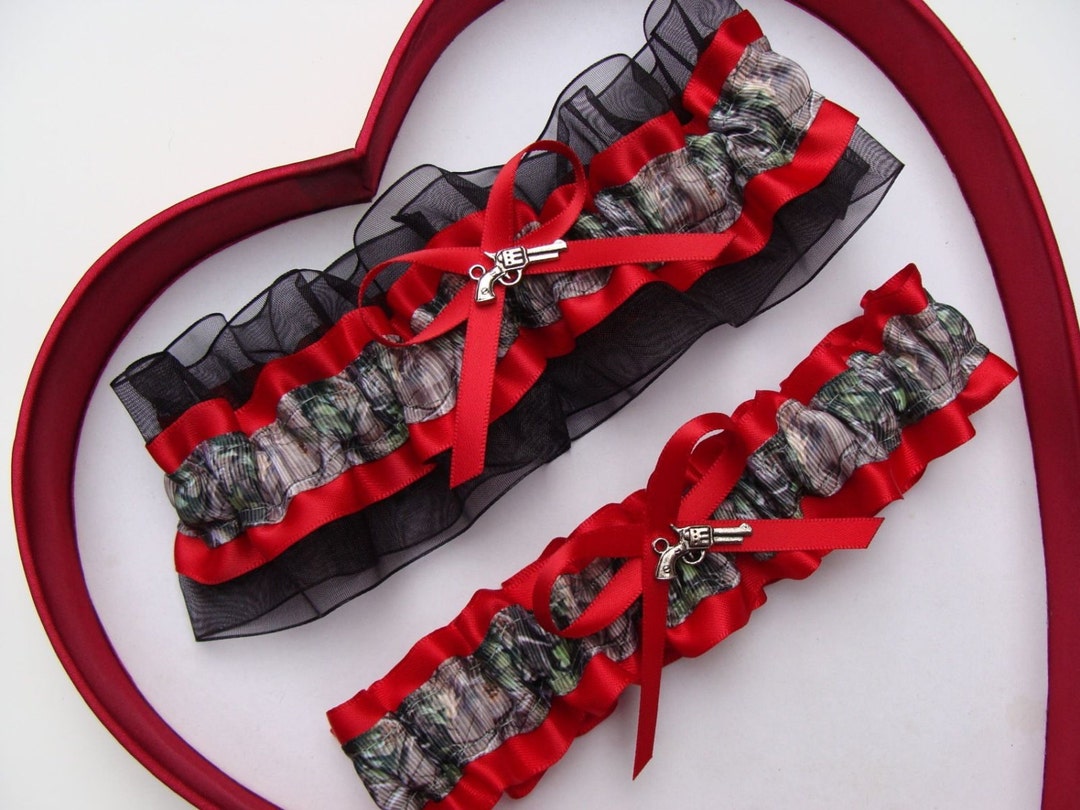 Wedding Garter Red Black Camouflage Camo Garter Camouflage Garters - Etsy