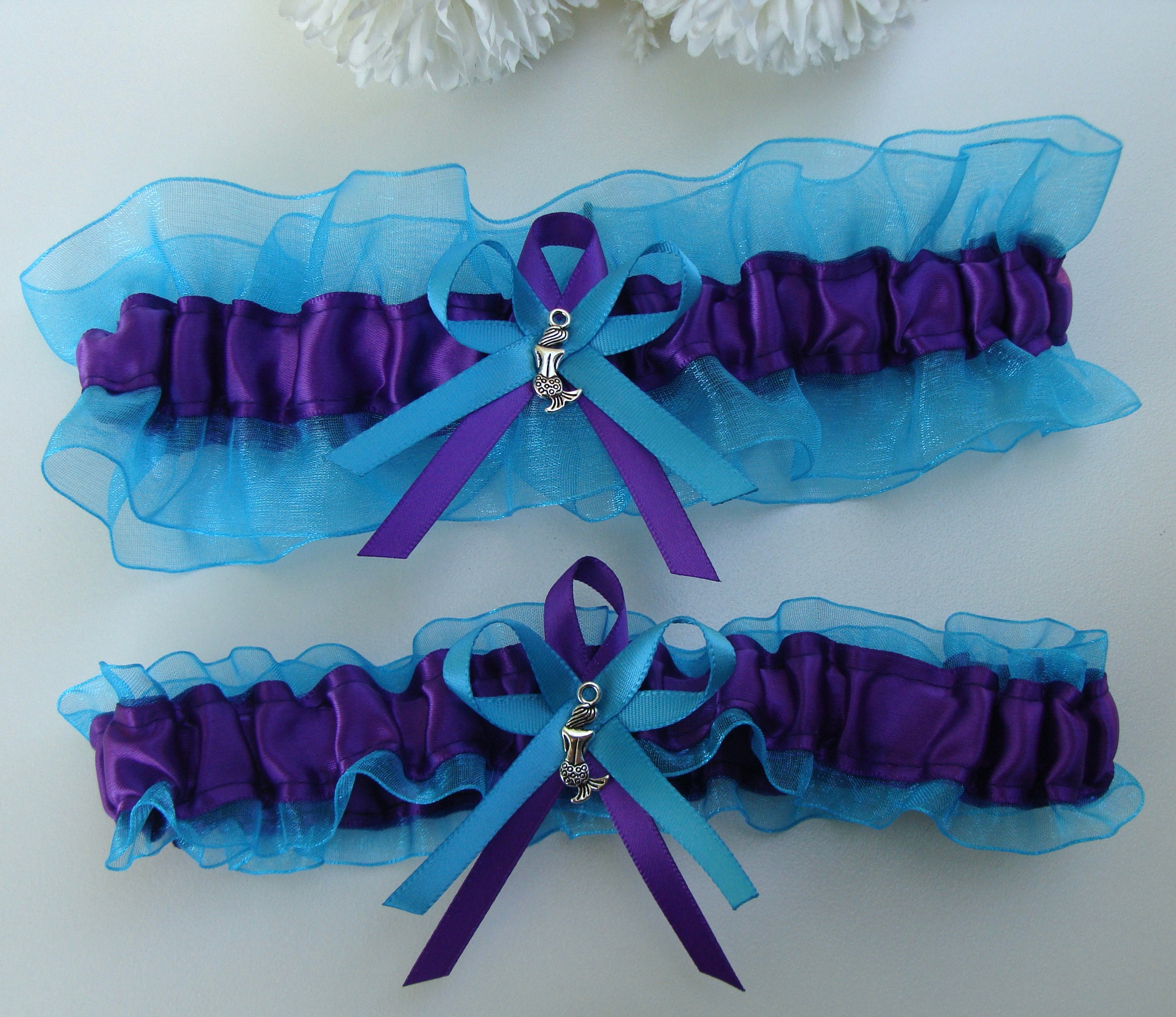 Purple Turquoise Wedding Garter Prom Garter - Etsy