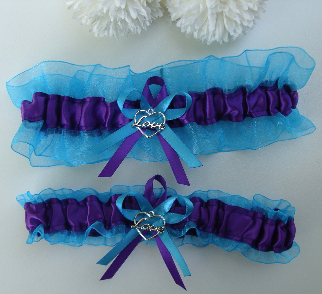 Purple Turquoise Wedding Garter Prom Garter - Etsy