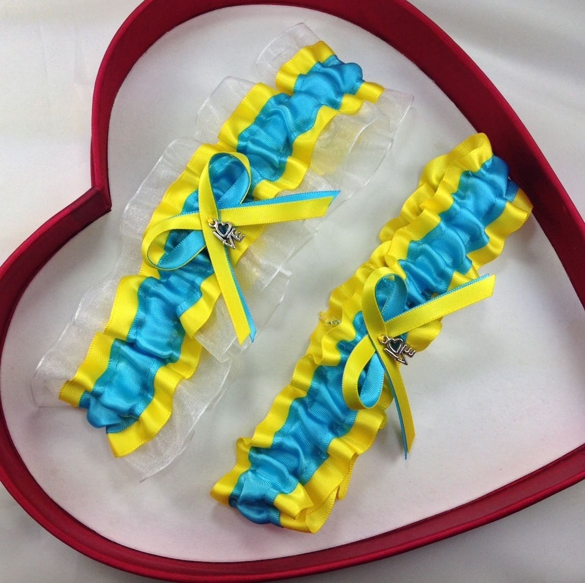 Wedding Garters Turquoise Yellow White Prom Dance - Etsy
