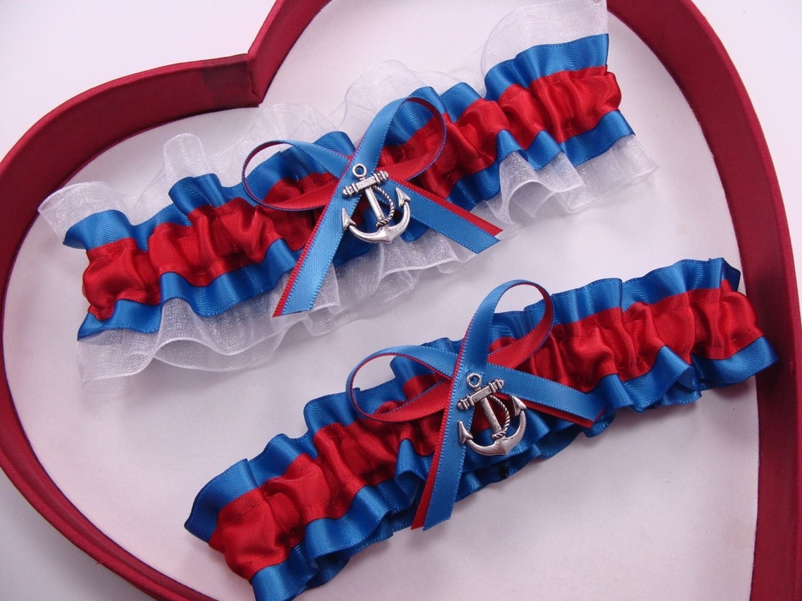 Wedding Garter Red Royal Blue White Wedding Garters Prom - Etsy