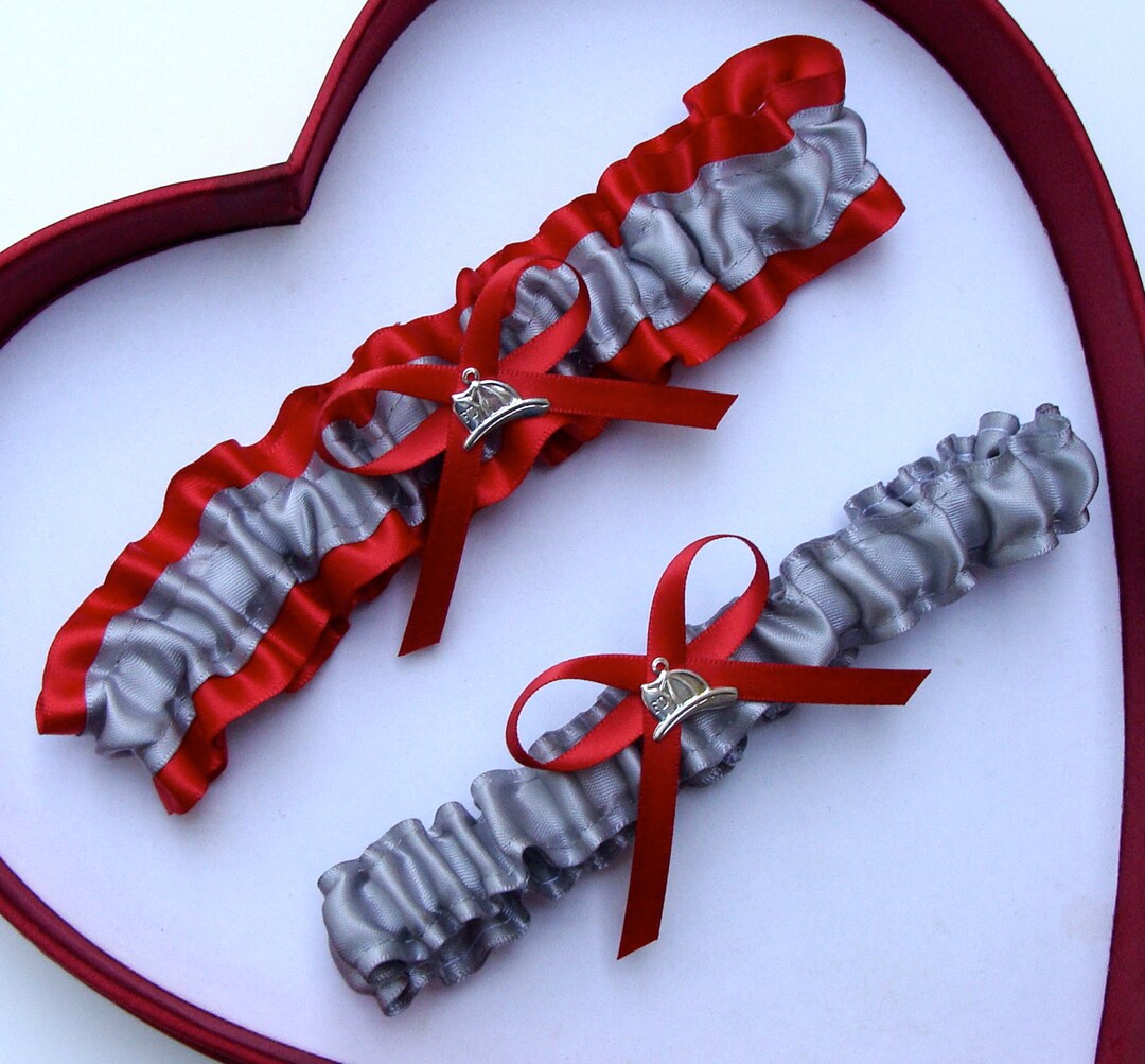 New Silver Red Firefighter Fire Man Wedding Garter Prom Getthegoodstuff ...
