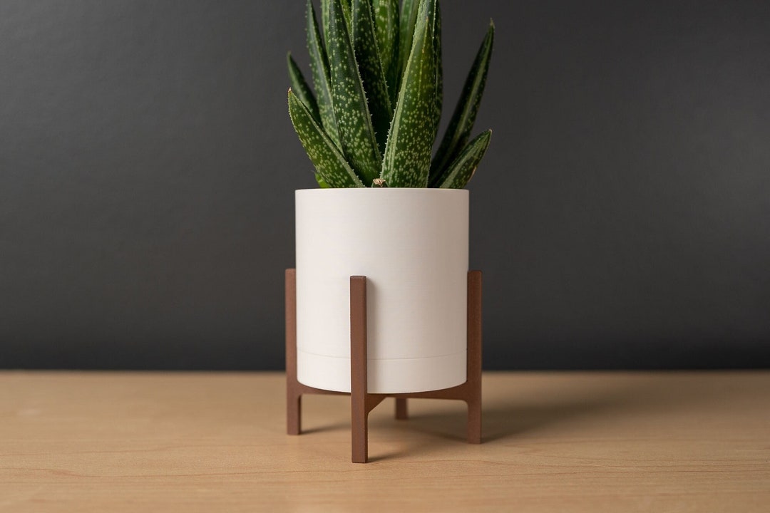 Plant Pot With Stand and Drainage 2 Wood Color Options - Etsy