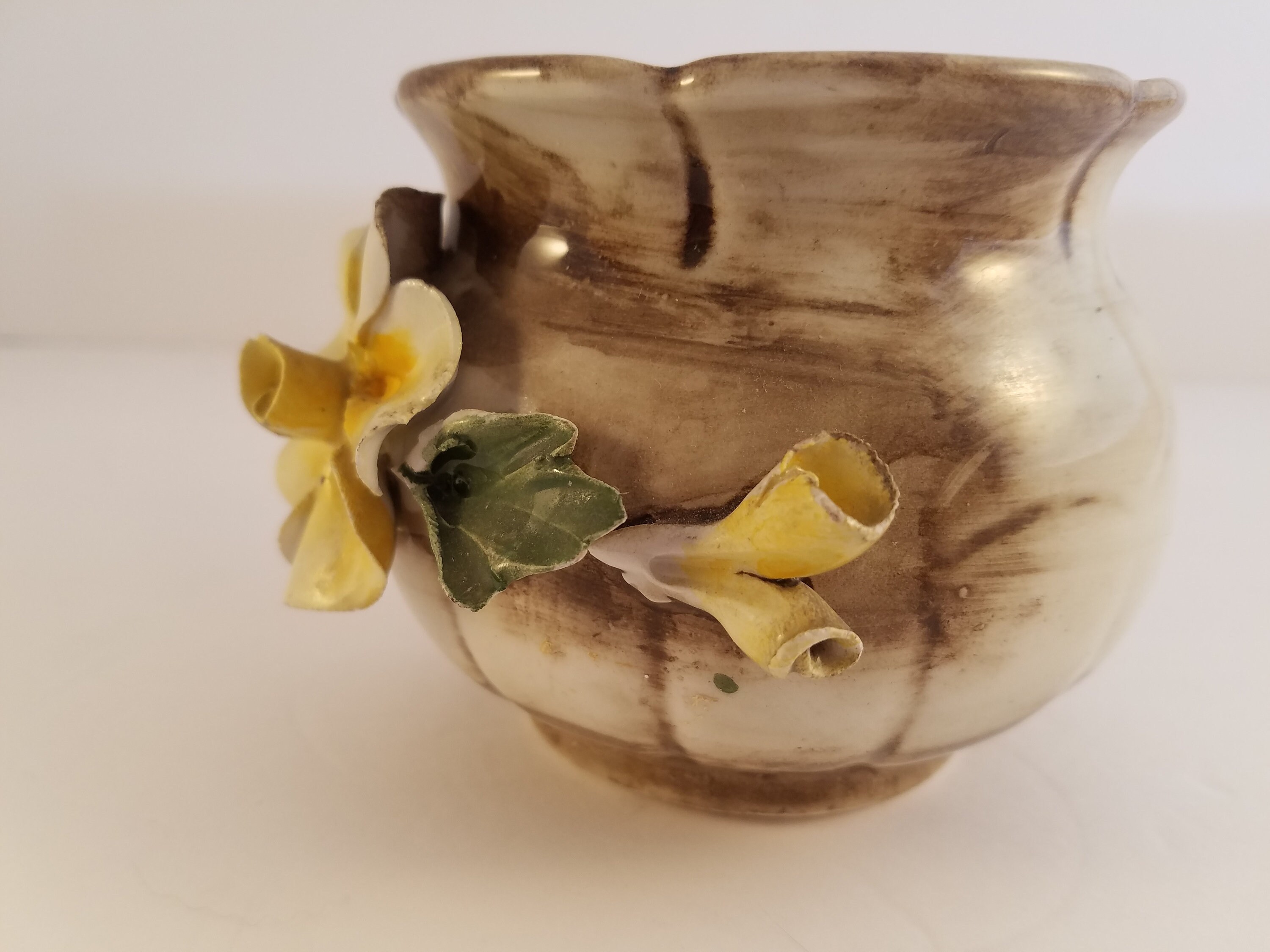 Capodimonte Cached Pot With Yellow Flowers - Etsy