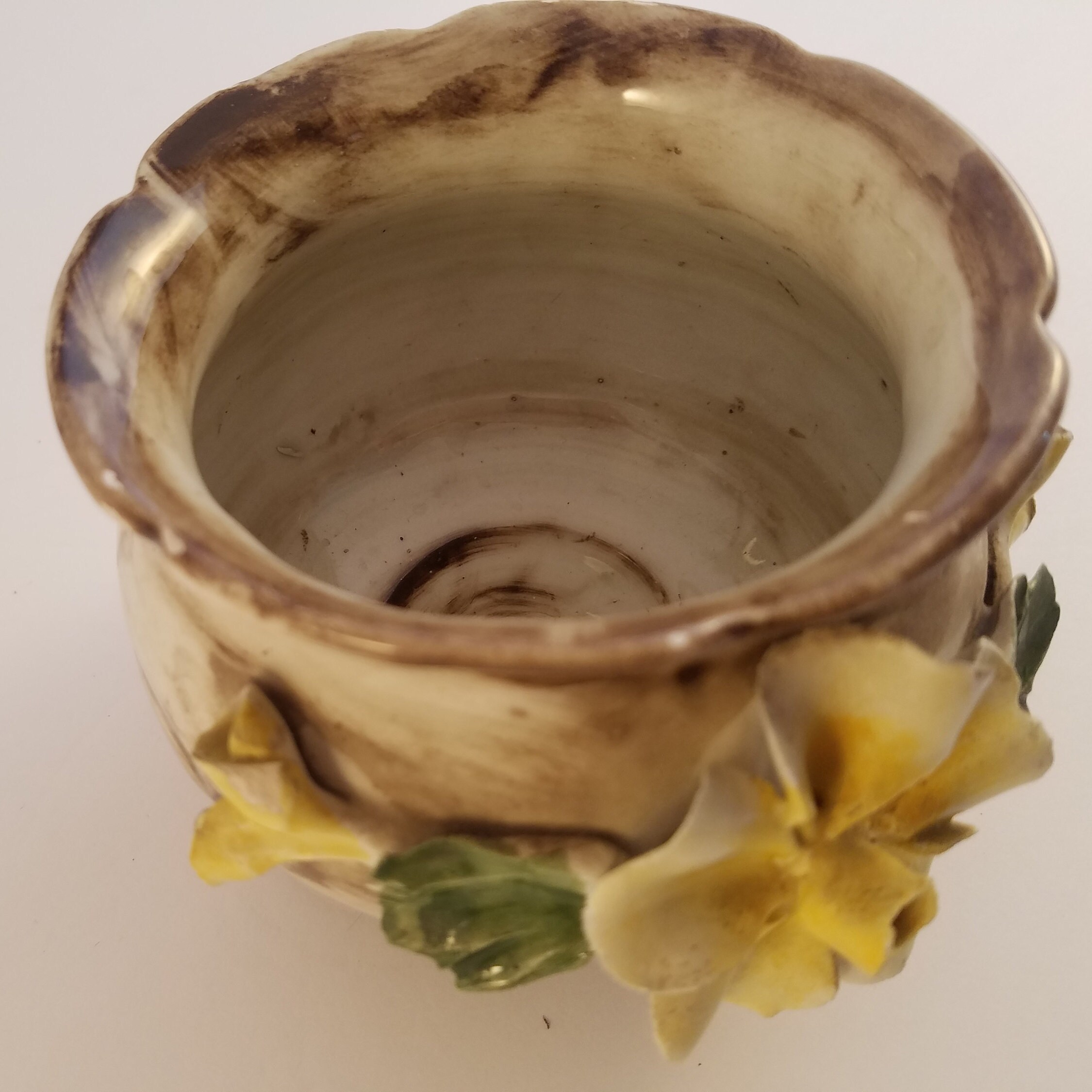 Capodimonte Cached Pot With Yellow Flowers - Etsy