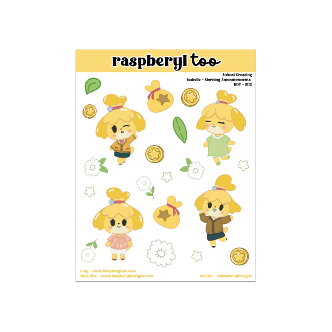 Isabelle Animal Crossing ACNH Inspired Sampler Sticker Sheet - Etsy