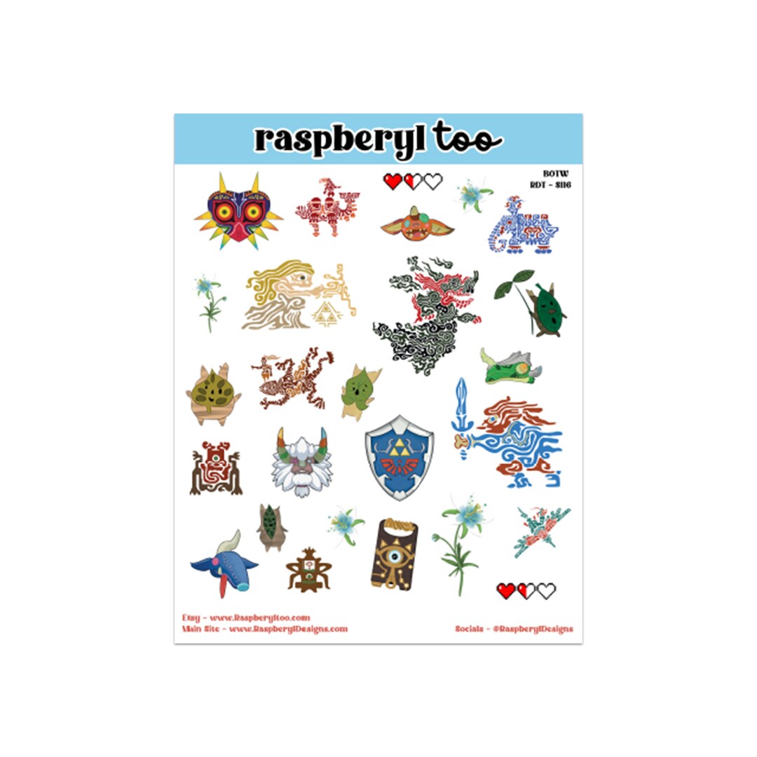 Legend of Zelda Inspired Botw Sampler Sticker Sheet - Etsy