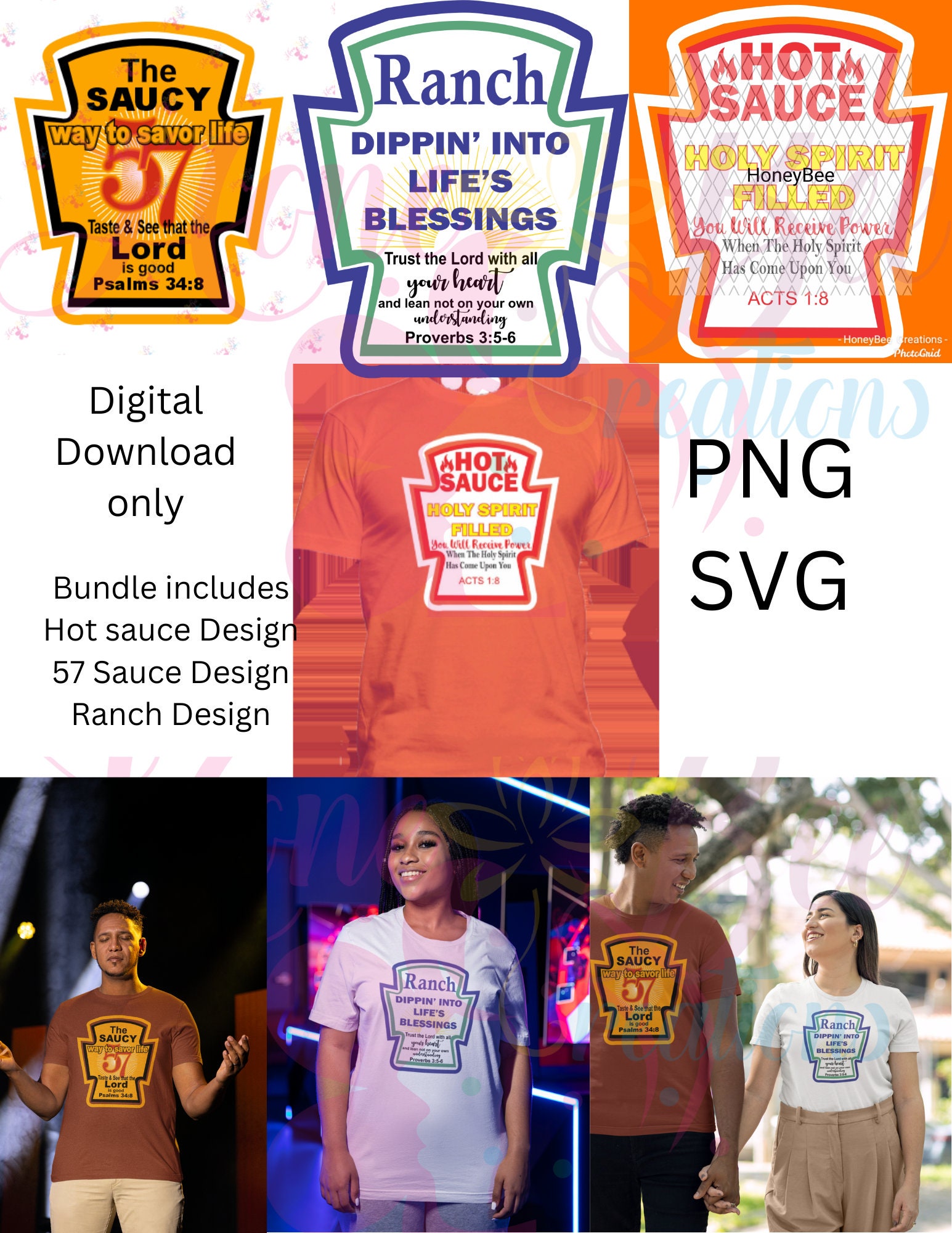 Condiment Bundle SVG.PNG Hot Sauce, 57 Sauce and Ranch - Etsy