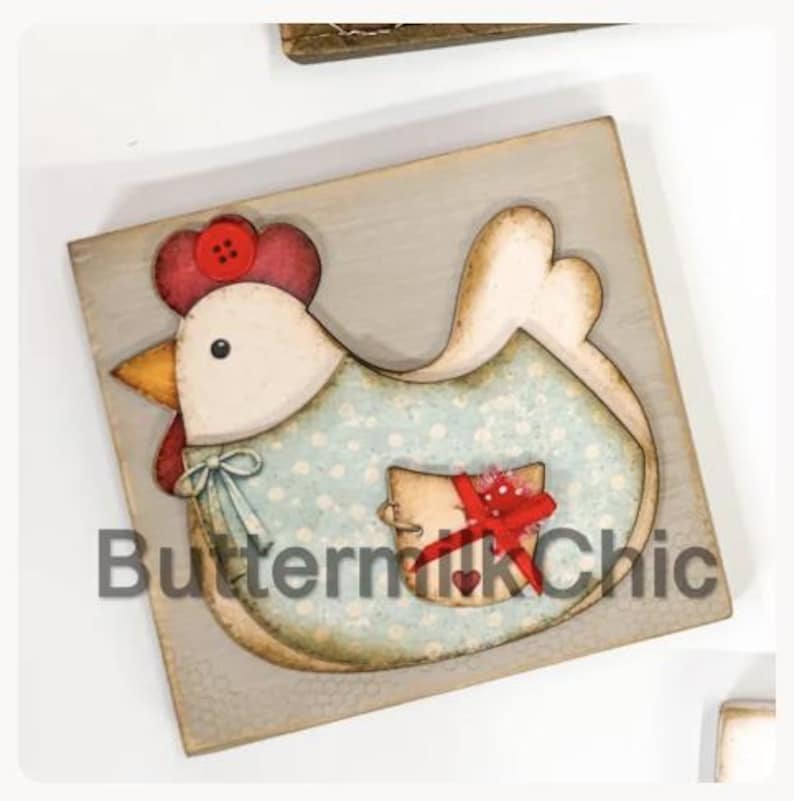 Farm Fresh Chicken Ladder Sign | Layered Wood Tiered Tray Decor ...