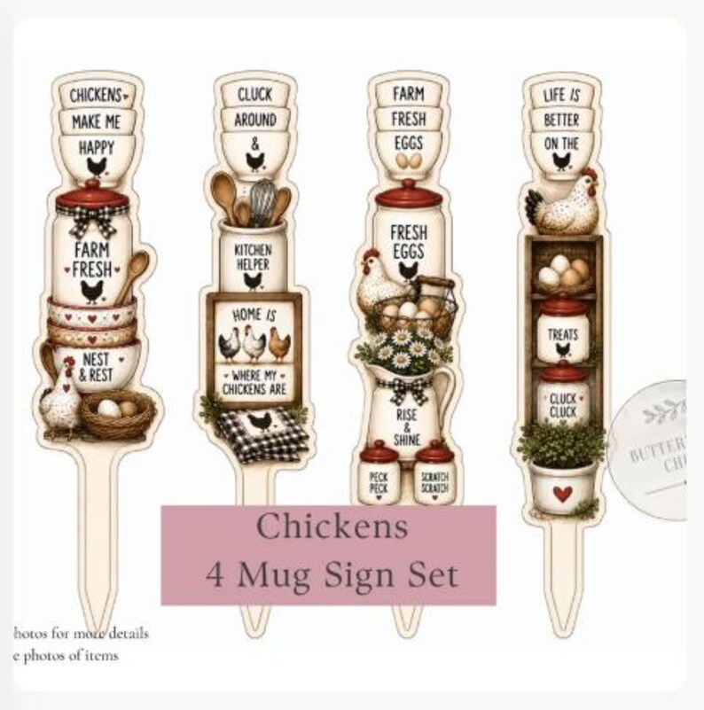 Farm Fresh Chicken Ladder Sign | Layered Wood Tiered Tray Decor ...